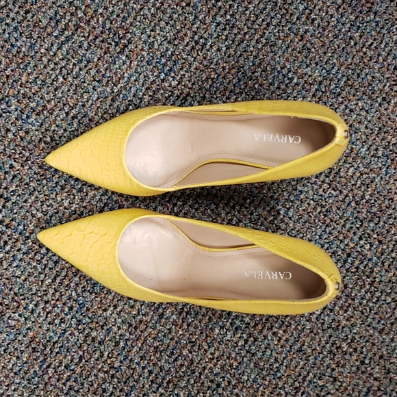 Carvela | Shoes | Carvela Yellow Reptile Print Stiller Heels | Poshmark